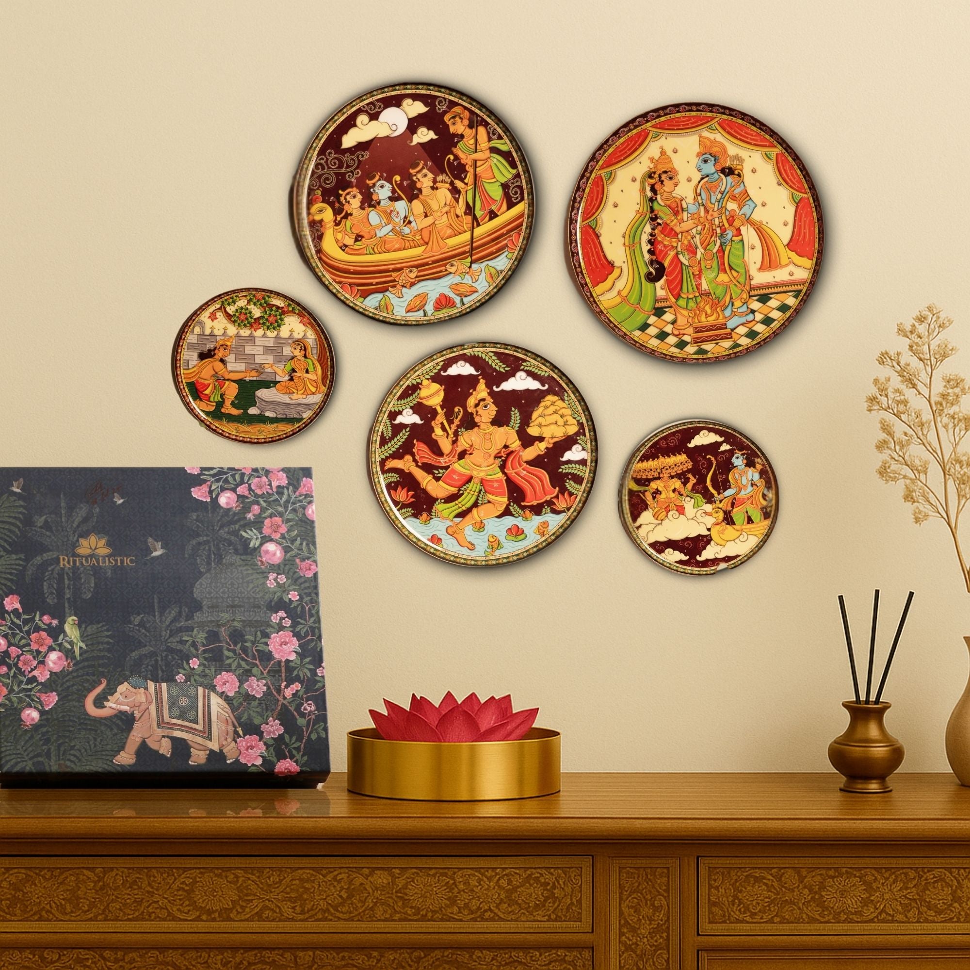 Ramayan Bengal Pattachitra Wall Plates - set of 5 – Ritualistic